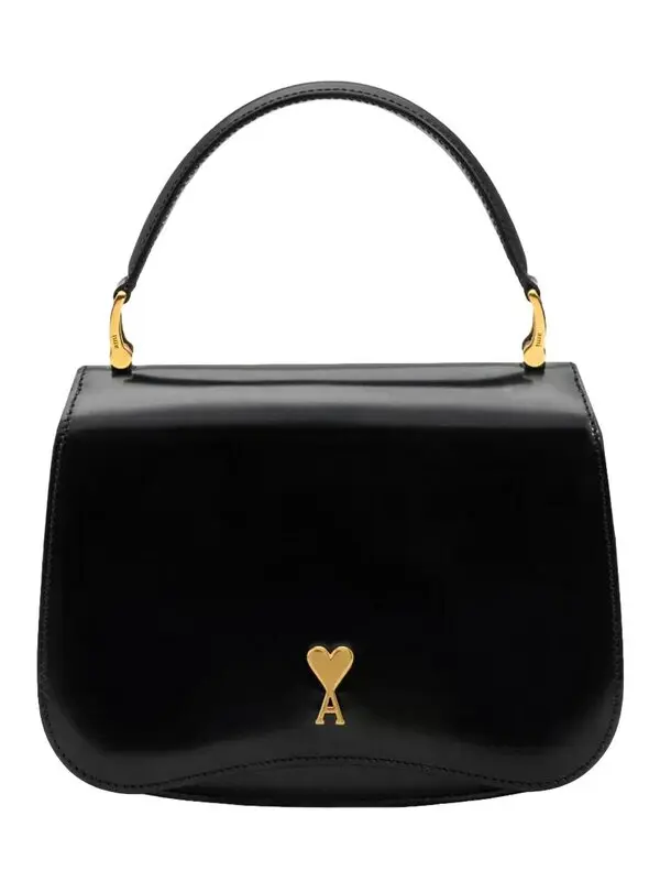 AMI Paris Glazed Leather Handle Bag - Black