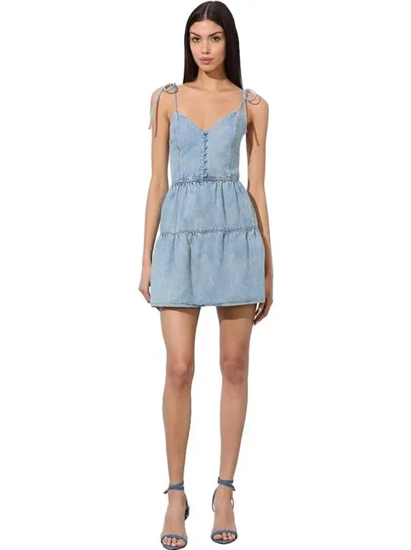 Alice + Olivia Shanti Denim Mini Dress - Blue