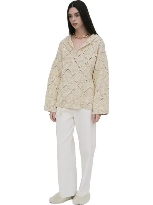 Rosetta Getty Hand Crochet Baja Hoodie - Neutral