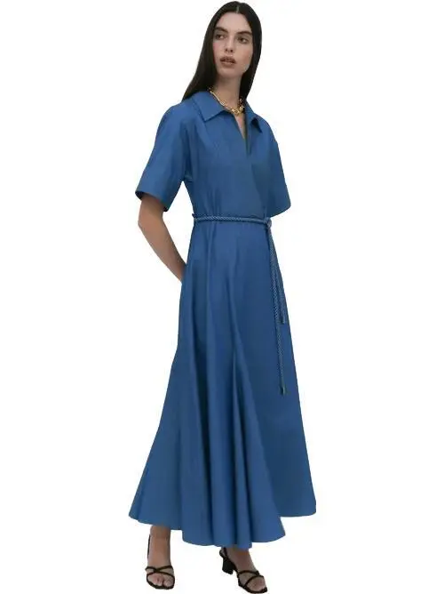 Rosetta Getty Slit-front Caftan Shirt Dress - Blue