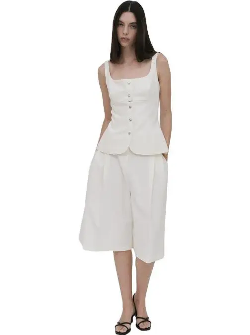 Rosetta Getty Square Neck Button-front Top - White