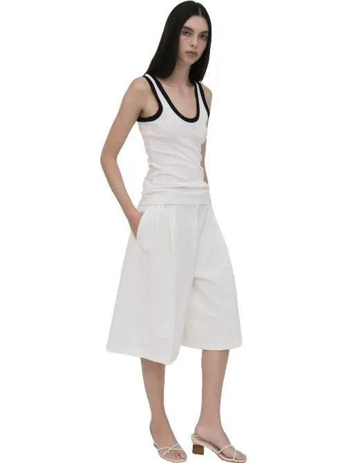 Rosetta Getty Contrast Rib Tank - White