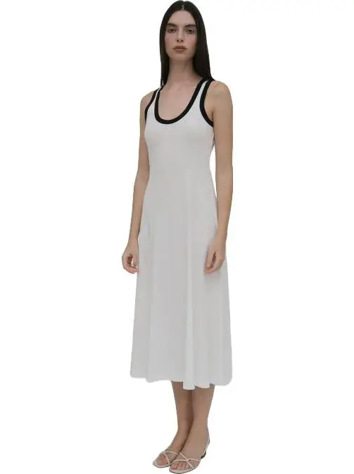 Rosetta Getty Contrast Rib Tank Dress - White