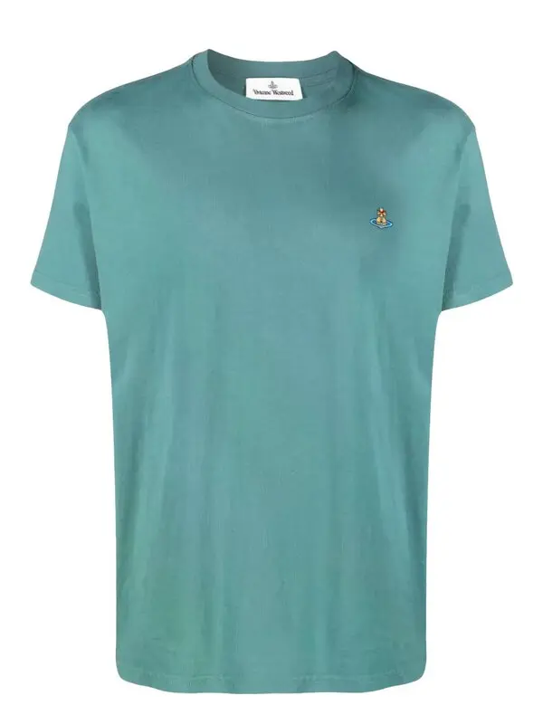 VIVIENNE WESTWOOD Orb-embroidered Cotton T-shirt - Green
