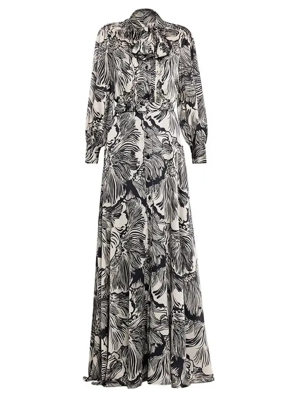 Rickie Freeman For Teri Jon Belted Floral-print Twill Gown - Black Ivor
