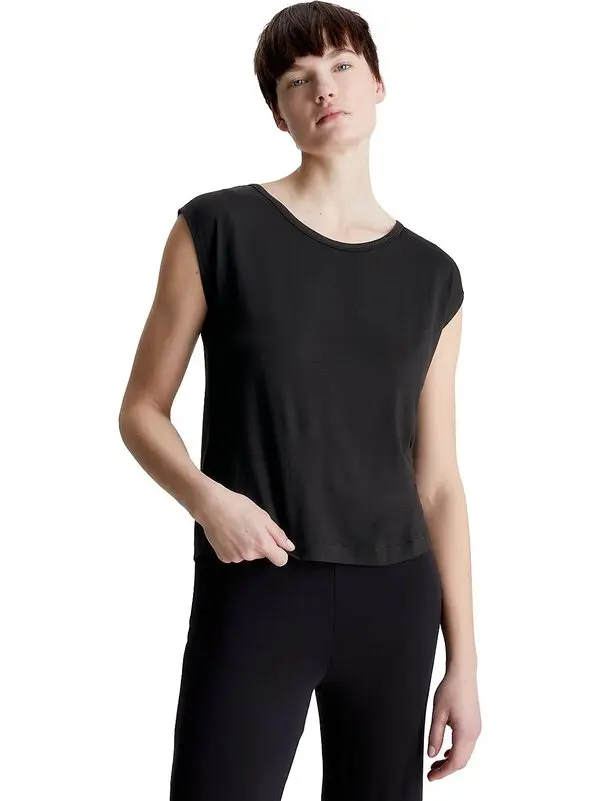 Calvin Klein Ultra-light Lounge Wide Neck Sleep Top - Black