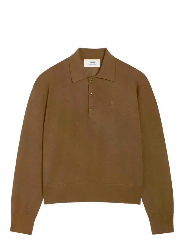 AMI Paris De Coeur Polo Shirt - Brown