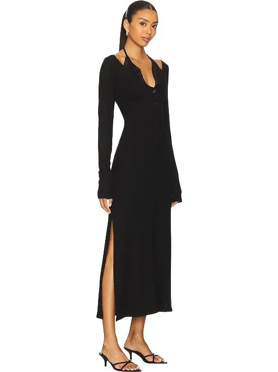 VAILLANT Long Sleeve Ribbed Jersey Dress - Black