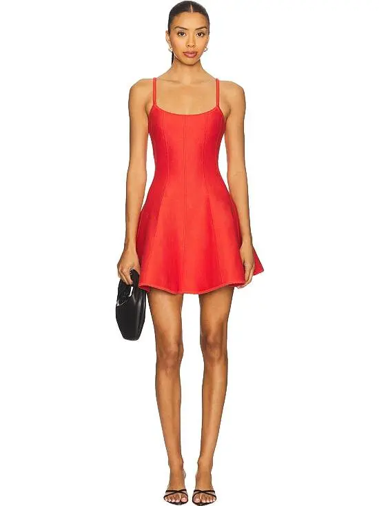 Fleur Du Mal Flared Corset Dress - Coral Crush