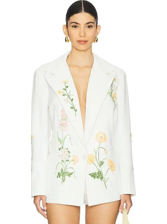 LA FUORI Summer Bloom Embellished Jacket - White