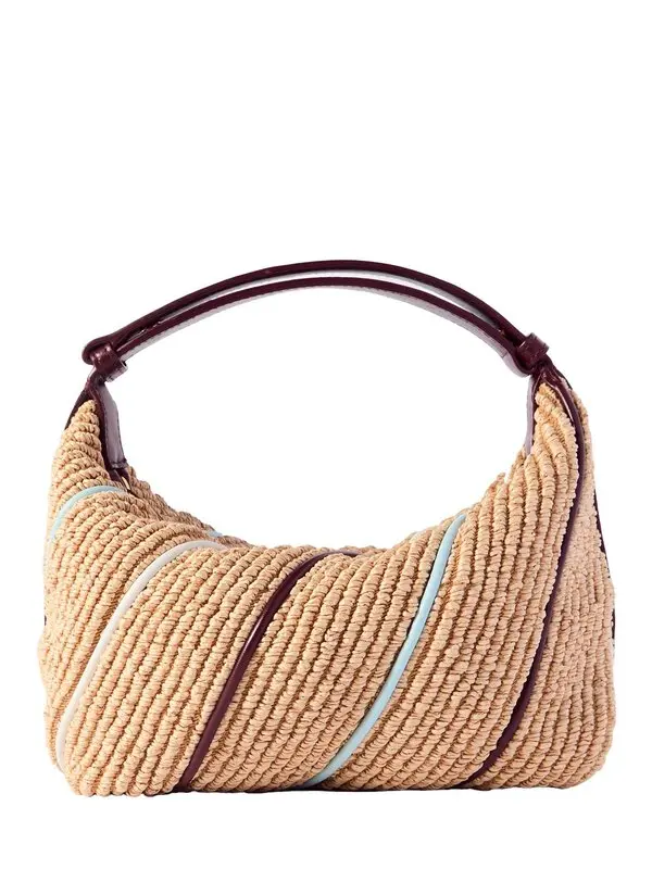 Bottega Veneta Wallace Small Striped Leather-trimmed Raffia Tote - Neutrals