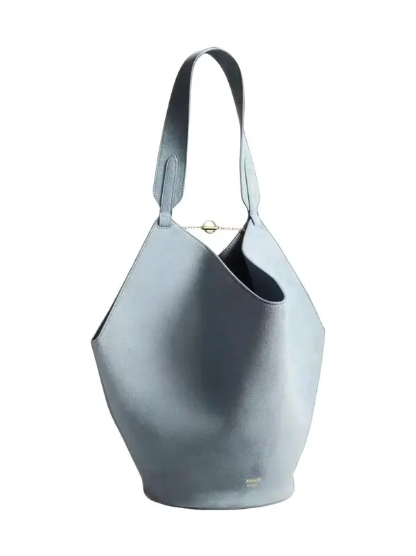 Khaite Small Lotus Tote In Suede - Blue