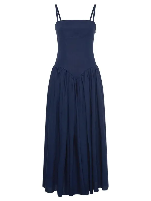 Gabriela Hearst Oriana Linen Dress - Navy