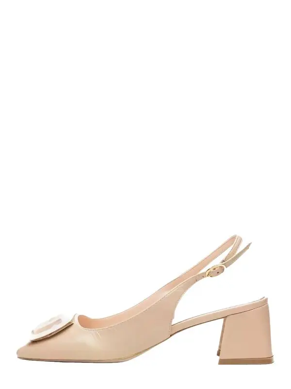 POCHE PARIS Leather Heeled Pumps - Neutrals