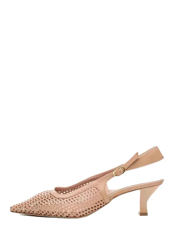 POCHE PARIS Leather Heeled Sandals - Neutrals
