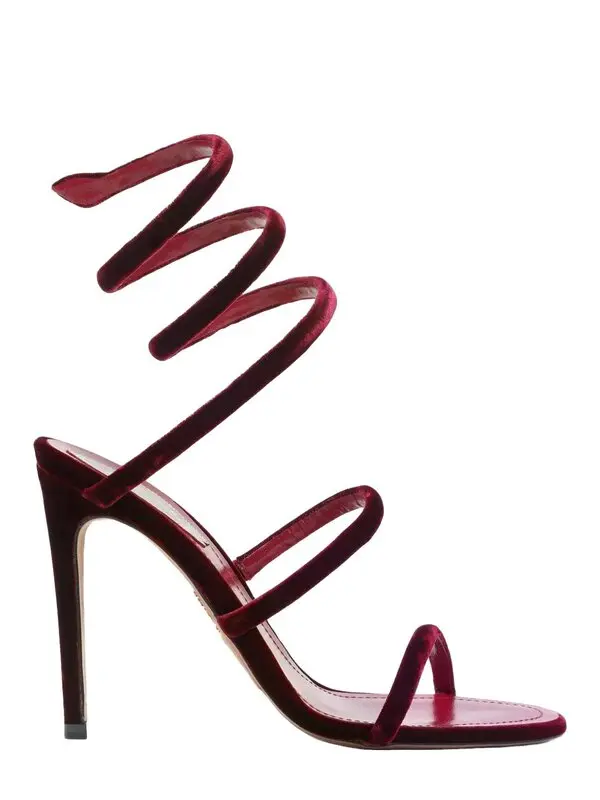 Rene Caovilla Leather Stiletto Heel Sandals - Red