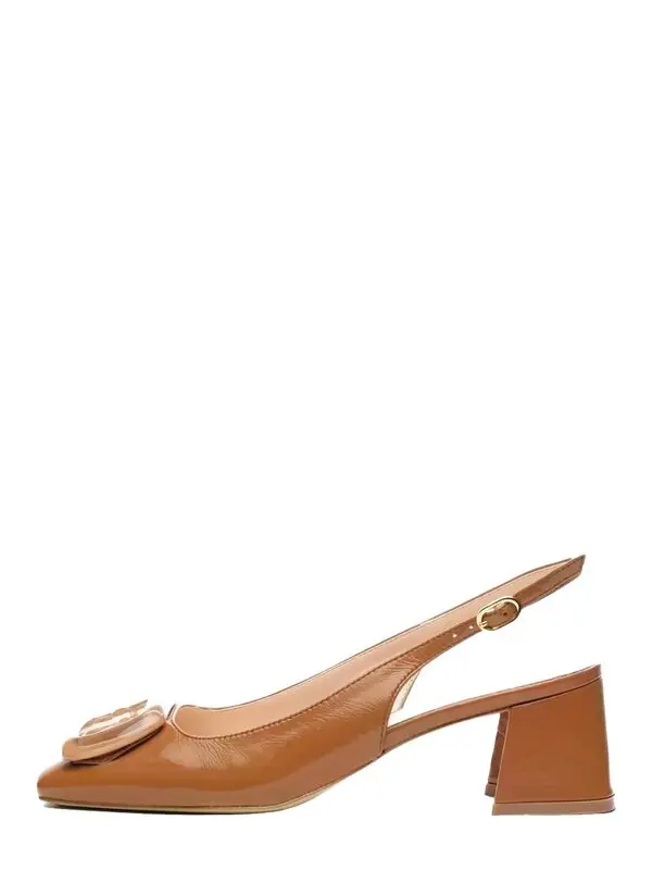 POCHE PARIS Leather Heeled Sandals - Brown