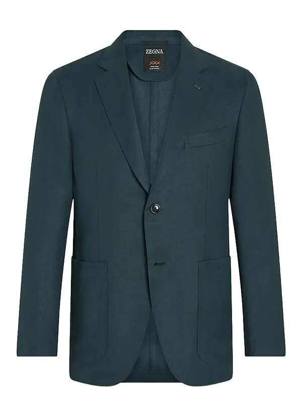 Zegna Oasi Lino Flower Jacket - Dark Teal Blue