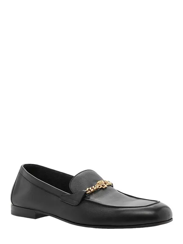 Versace Medusa Chain Leather Loafer - Black