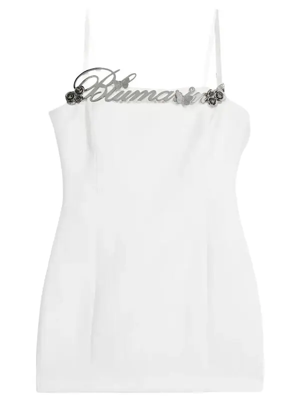 Blumarine Logo-embellished Slip Dress - White