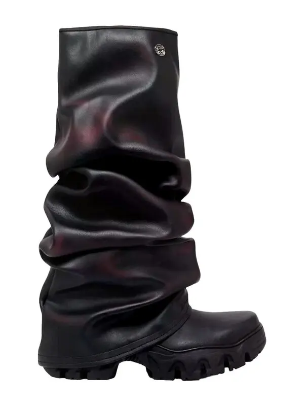 ROMBAUT Ruched Knee-high Boots - Black