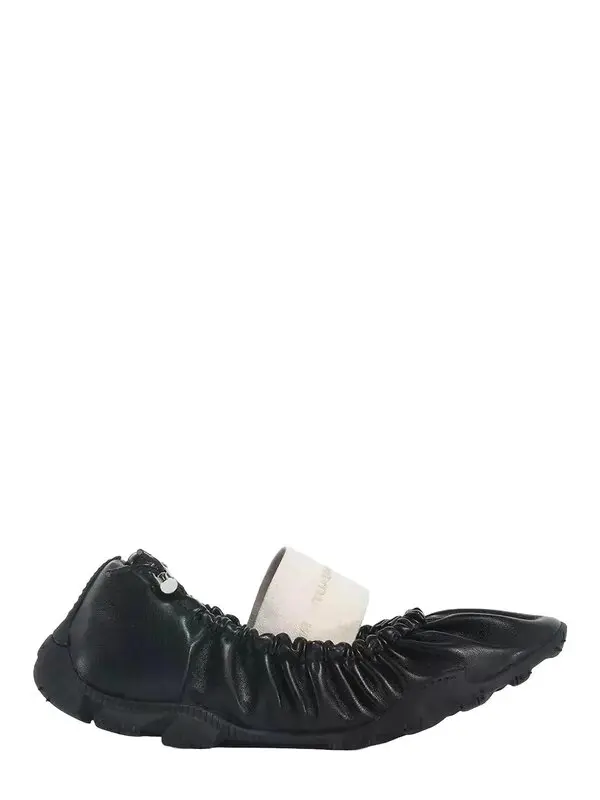 ROMBAUT Ruched Leather Ballet Flats - Black