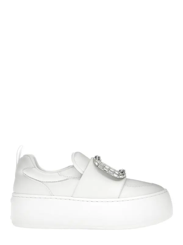 ROGER VIVIER Viv' Up Crystal Buckle Sneakers - White