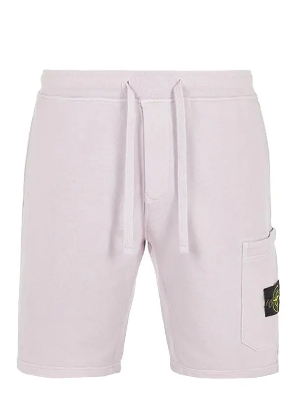 Stone Island Cotton Fleece Garment Dyed Shorts - White