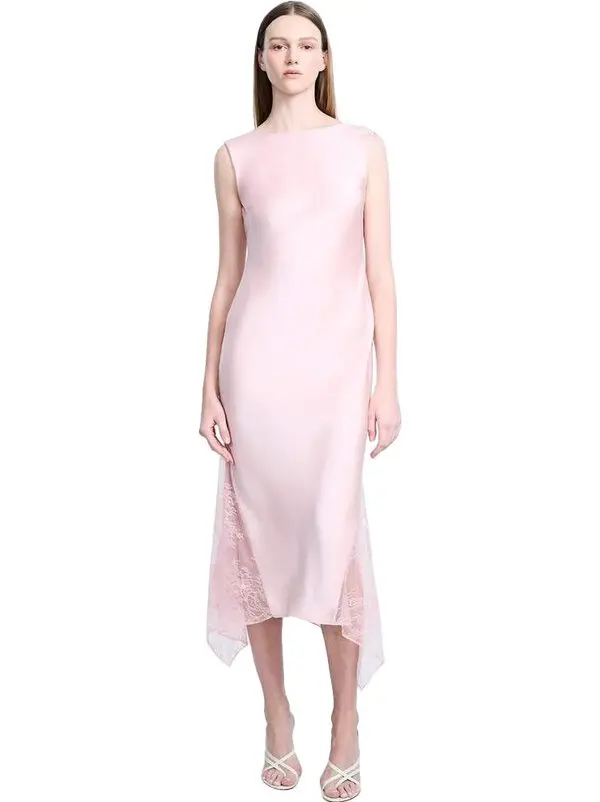 Bcbgmaxazria Bias-cut Midi Dress With Lace Godets - Blossom