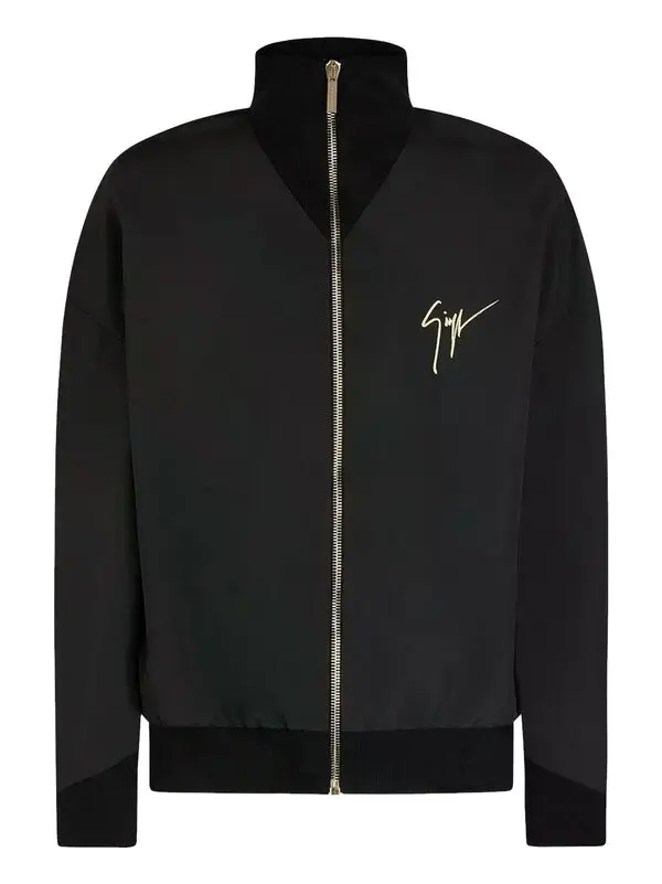 GIUSEPPE ZANOTTI Embroidered-logo Zip-up Bomber Jacket - Black