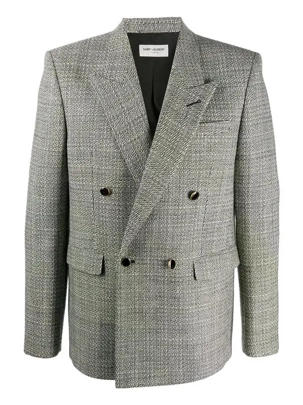 Saint Laurent Deconstructed Check Double-breasted Blazer - Neutrals