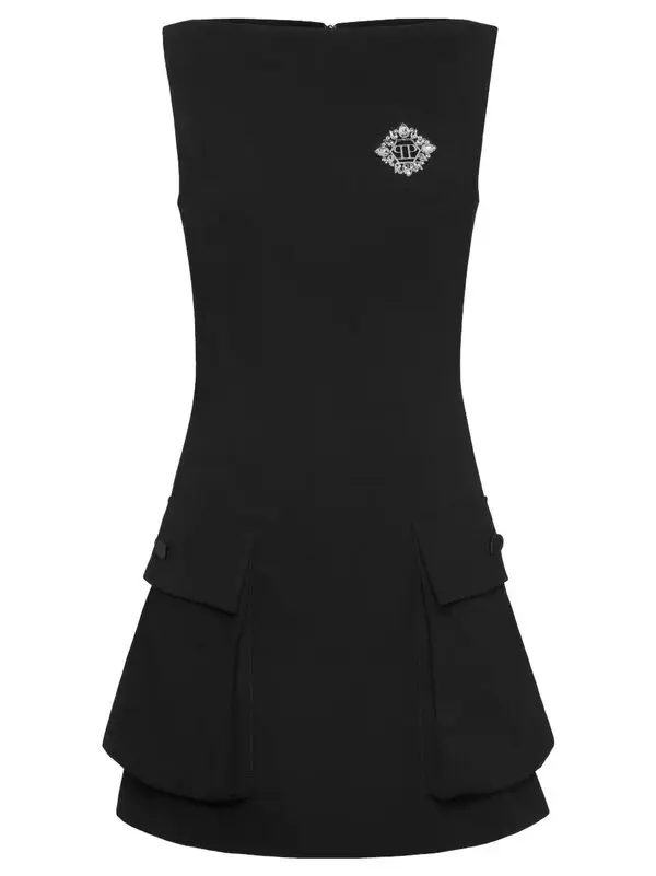 Philipp Plein Logo-embellished Mini Dress - Black