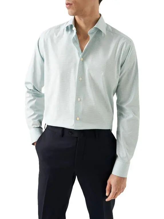 Eton Slim Fit Check Cotton Dress Shirt - Light Green