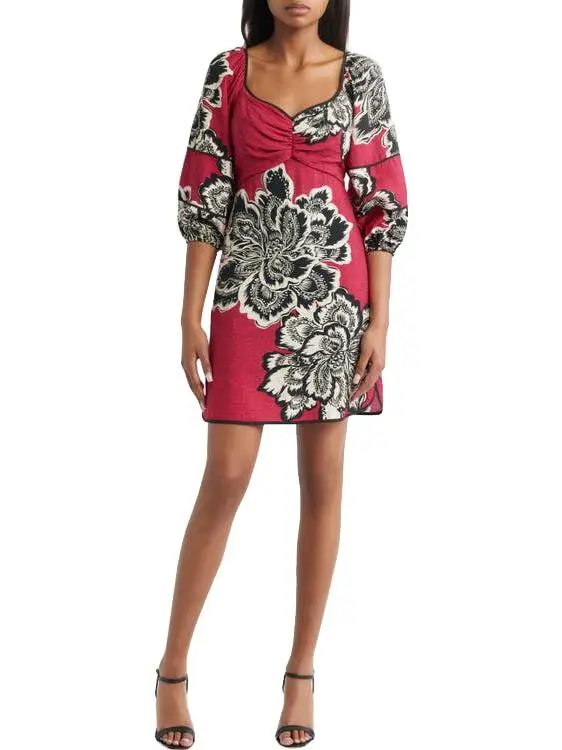 Vince Camuto Placed Floral Empire Waist Dress - Pink