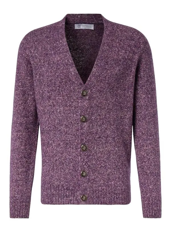 Brunello Cucinelli Alpaca, Wool, And Silk-blend Tweed Cardigan - Purple