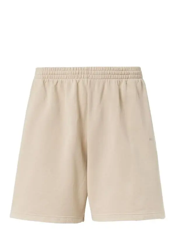 Balenciaga Distressed Logo Cotton Shorts - Beige