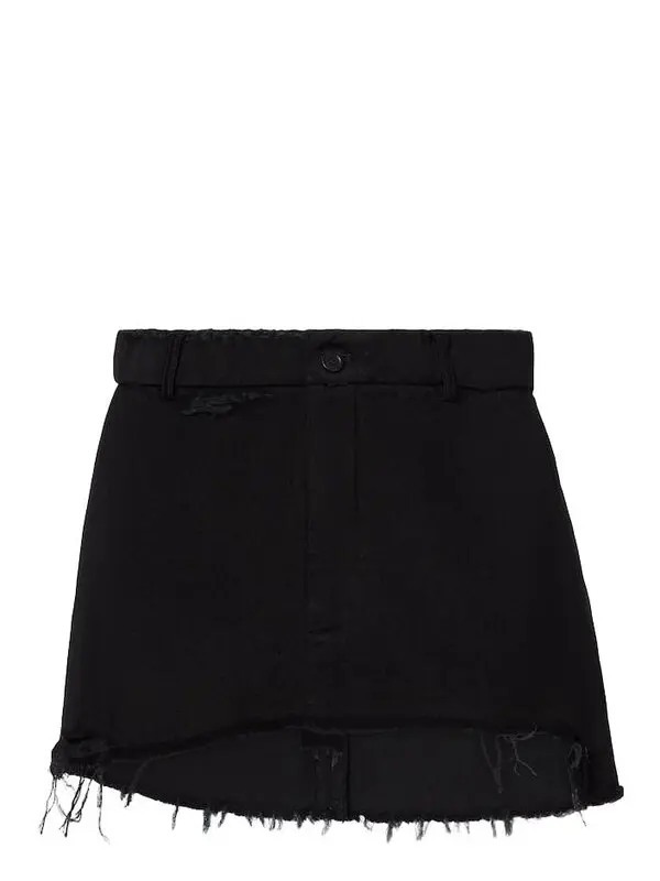 Balenciaga Distressed Denim Miniskirt - Black
