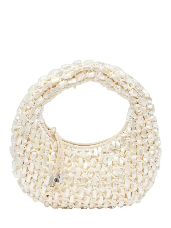 Staud Reef Crochet Embellished Shoulder Bag - White