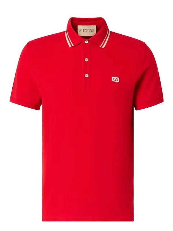 Valentino Garavani Vlogo Cotton Piqué Polo Shirt - Red