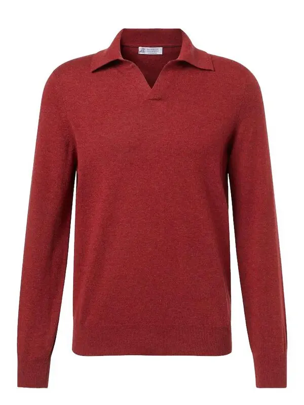 Brunello Cucinelli Cashmere Polo Sweater - Red