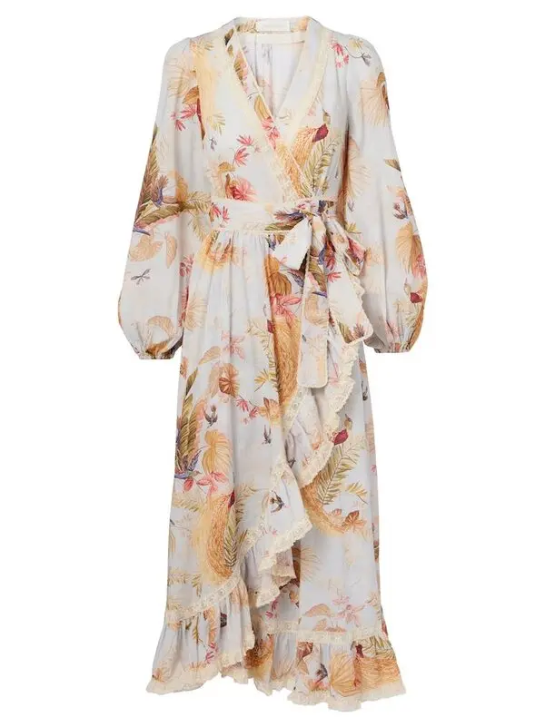 Zimmermann Ascension Floral Ruffled Cotton Midi Dress - Multicoloured