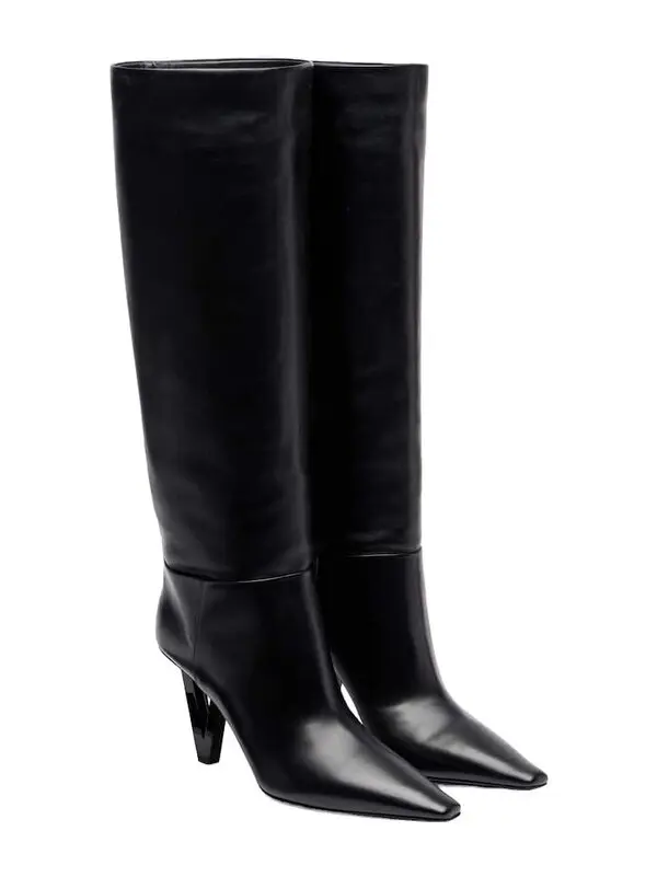 Versace 85 Leather Knee-high Boots - Black
