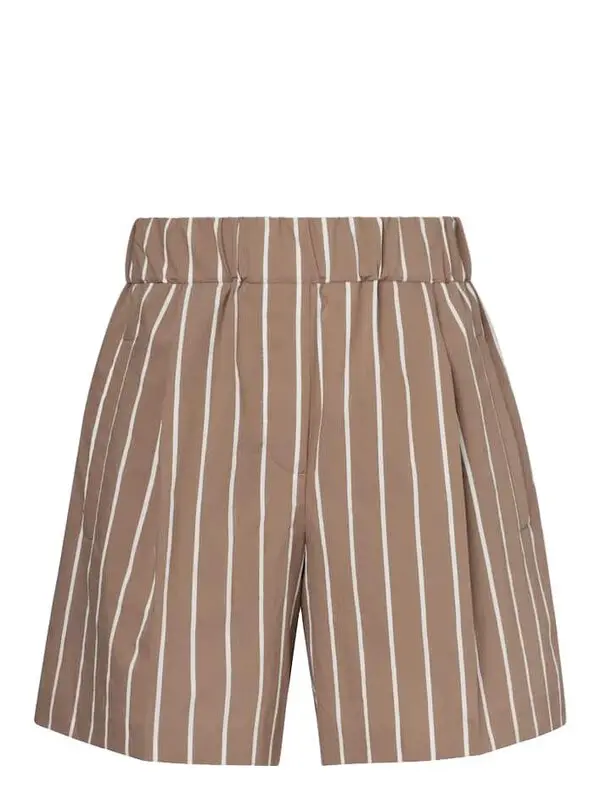 Brunello Cucinelli Striped Cotton-blend Bermuda Shorts - Brown