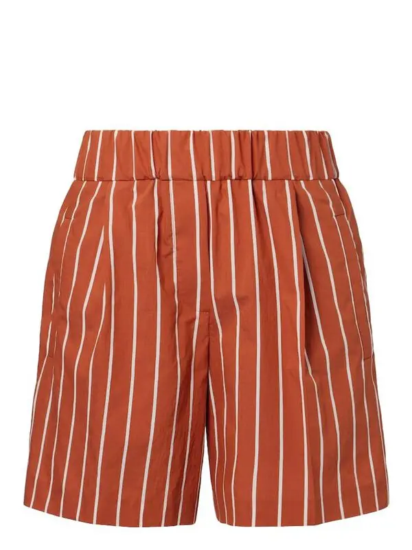 Brunello Cucinelli Striped Cotton-blend Bermuda Shorts - Orange