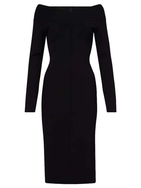Stella McCartney Off-shoulder Jersey Midi Dress - Black