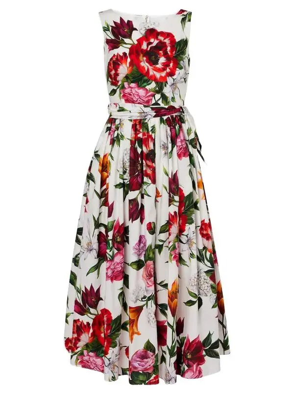 Dolce & Gabbana Floral Cotton Poplin Midi Dress - Multicoloured