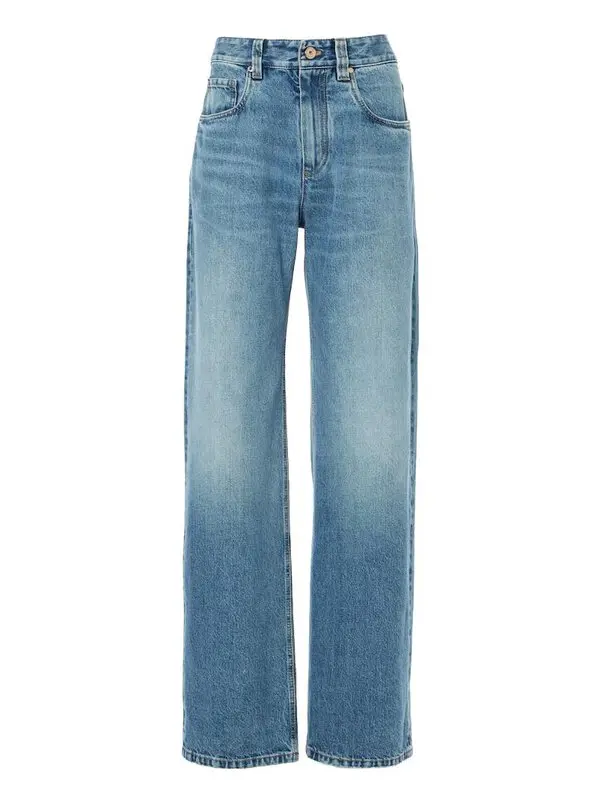 Brunello Cucinelli High-rise Straight Leg Jeans - Blue