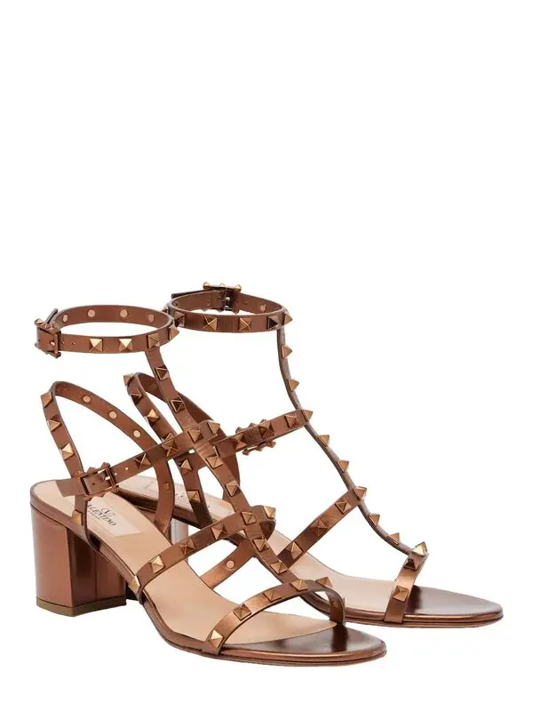Valentino Garavani Rockstud Leather Sandals - Brown