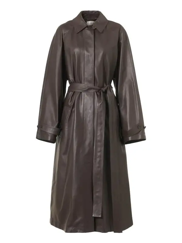 THE ROW Ryota Leather Wrap Coat - Brown