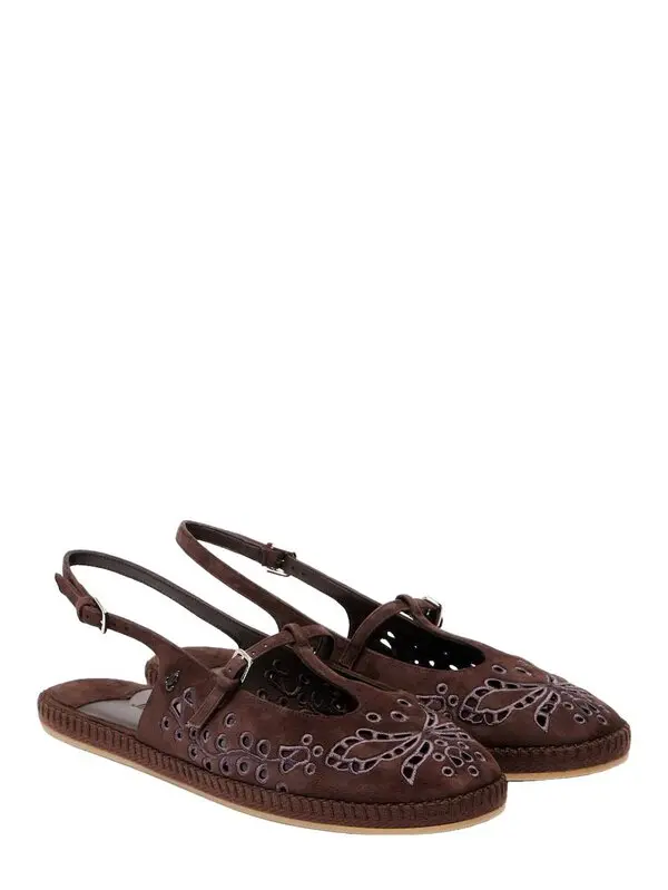 JIMMY CHOO Amiee Embroidered Suede Espadrilles - Brown